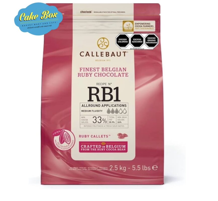 CALLEBAUT Ruby Chocolate 33.6% (2.5KG) - Cake Box Mart and Bakery