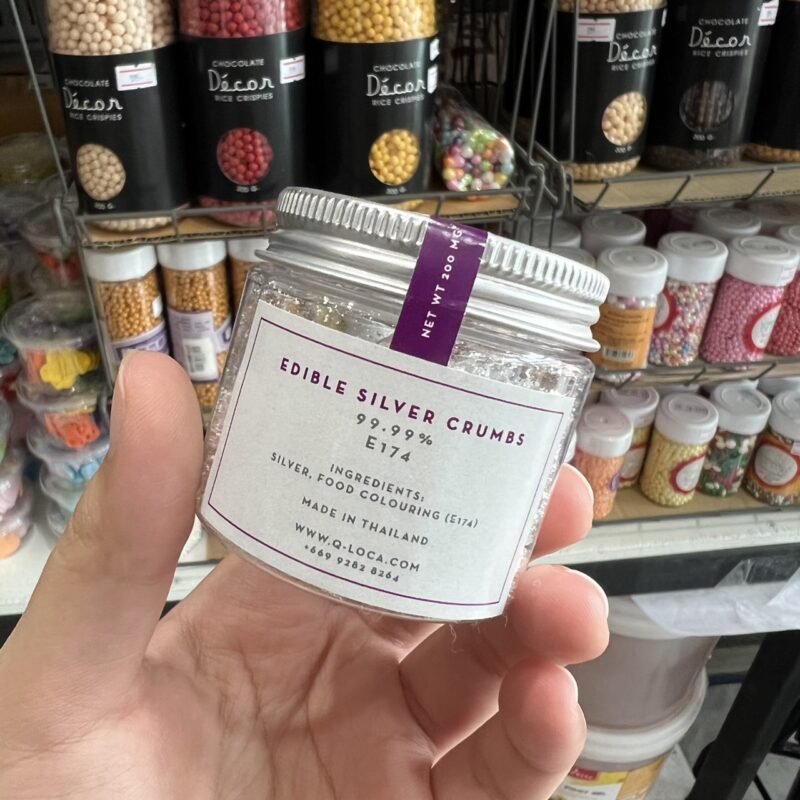 Q LOCA Edible Silver Crumbs 99.99% (200mg) - Cake Box Mart and Bakery