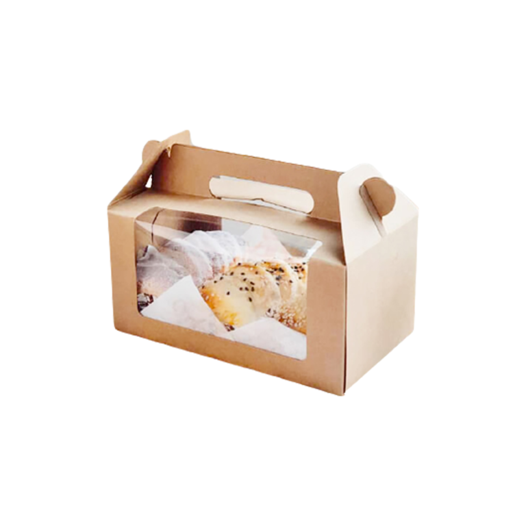 Good Box Pack กล่องเค้กหูหิ้ว เจาะใส 2 ด้าน คราฟท์ AJ-B6-000 (20pcs ...