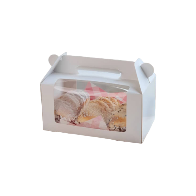 Good Box Pack กล่องเค้กหูหิ้ว เจาะใส 2 ด้าน ขาว AJ-B1-000 (20pcs ...